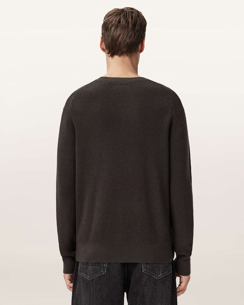 Aspen Waffle Crew Neck Jumper ESPRESSO BROWN | ALLSAINTS